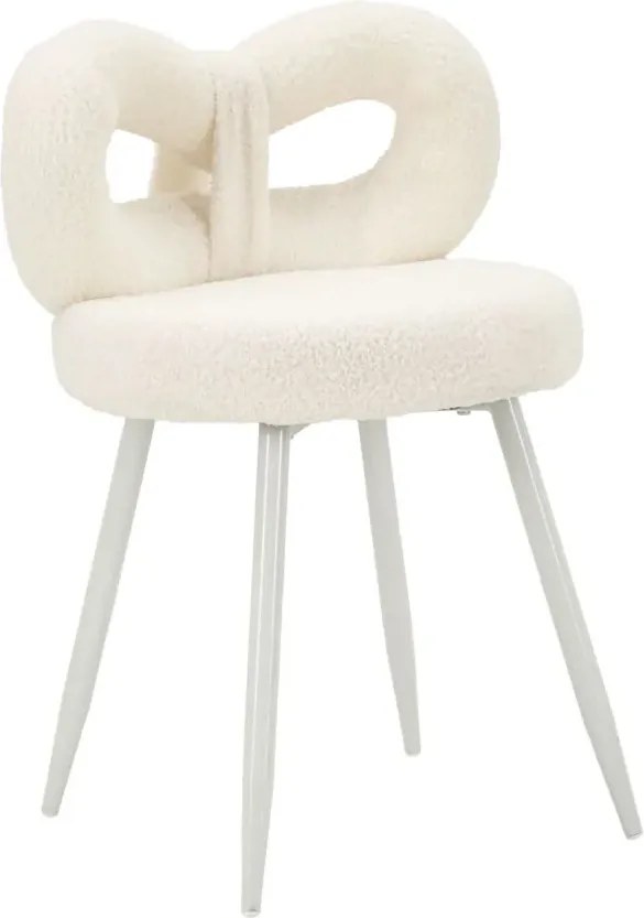 Designová jídelní židle Ilary Mini bouclé bílá