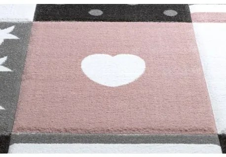 koberec PETIT MALÝ, SRDCE, HVĚZDY, růžový velikost 160x220 cm | krásné koberce cz