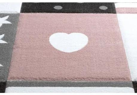 koberec PETIT MALÝ, SRDCE, HVĚZDY, růžový velikost 180x270 cm | krásné koberce cz