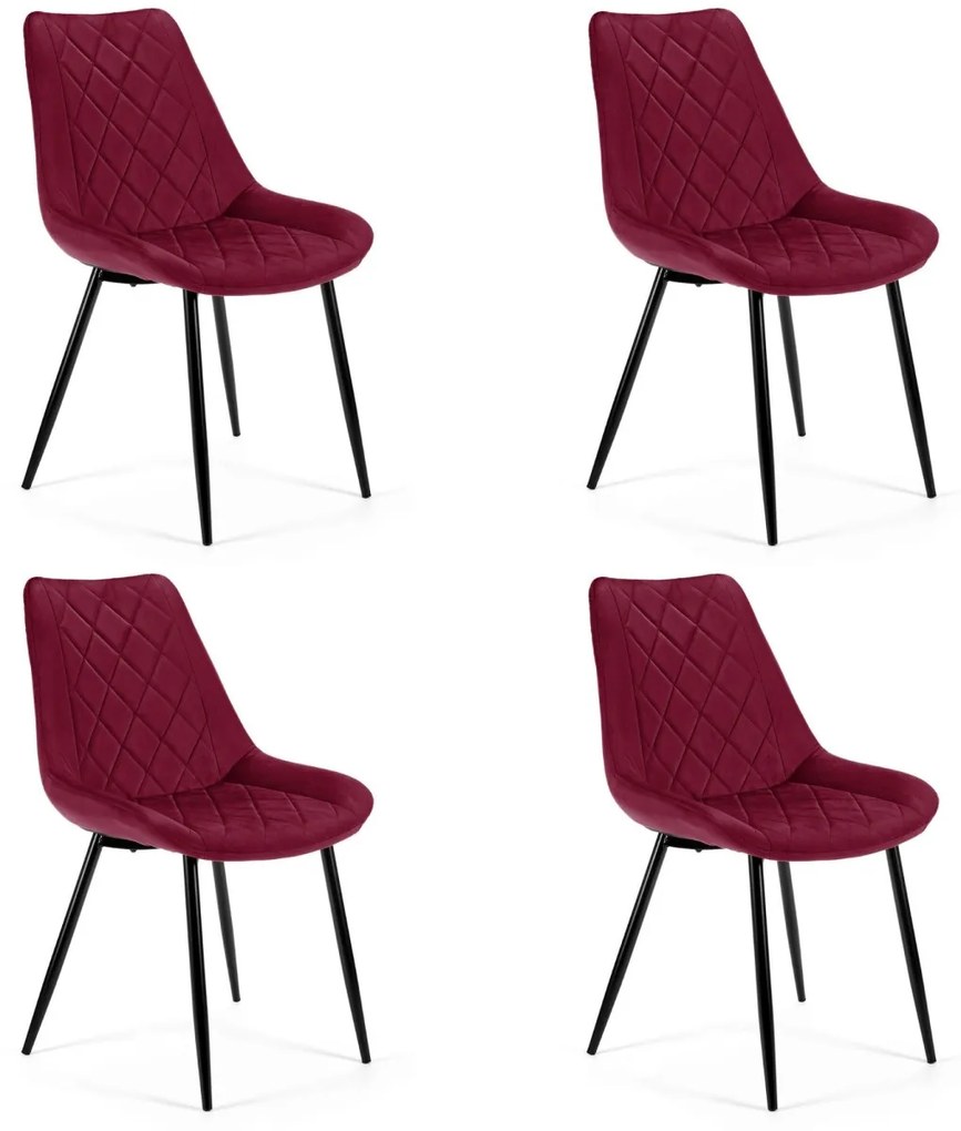 Sada 4 čalouněných židlí SJ.0488 červená