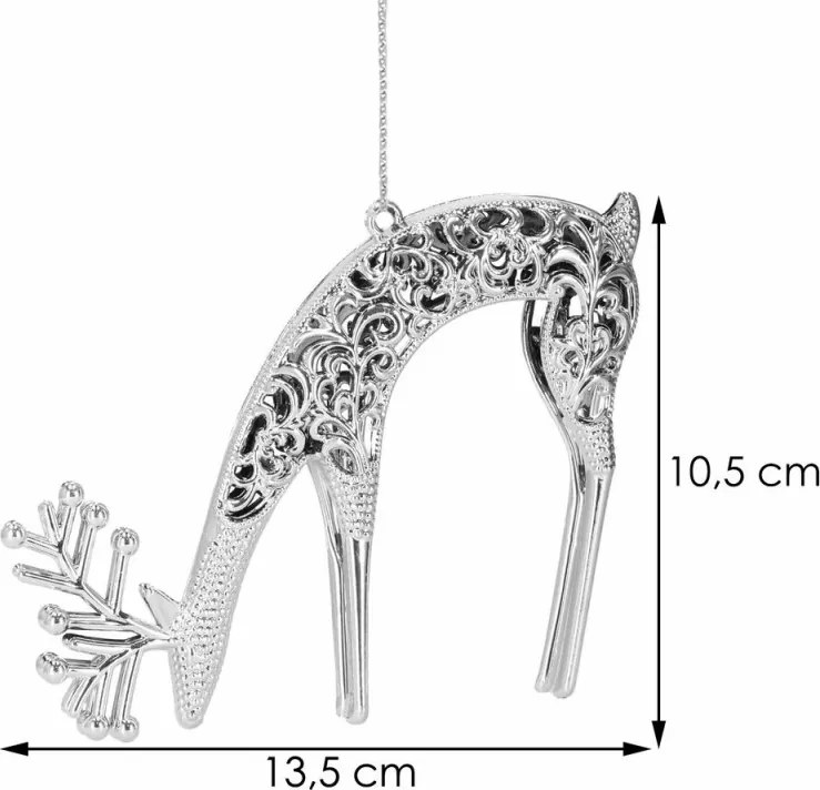 Vánoční ozdoby - Jelen se zdobením, stříbrná, sada 2ks