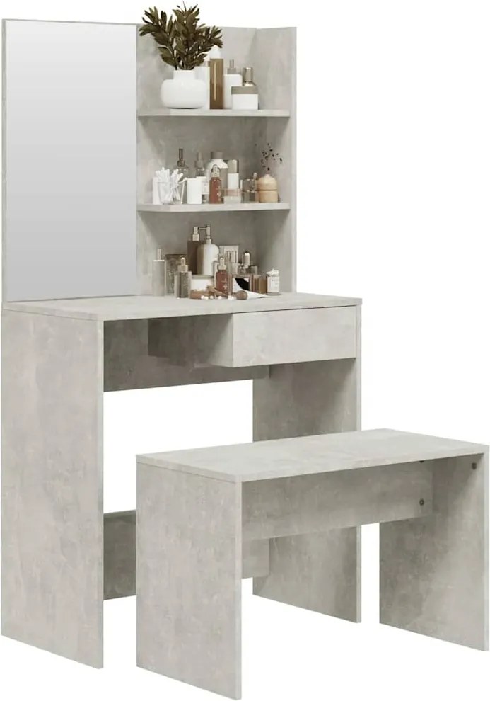 Toaletní stolek sada betonově šedý 74,5 x 40 x 141 cm 3114142