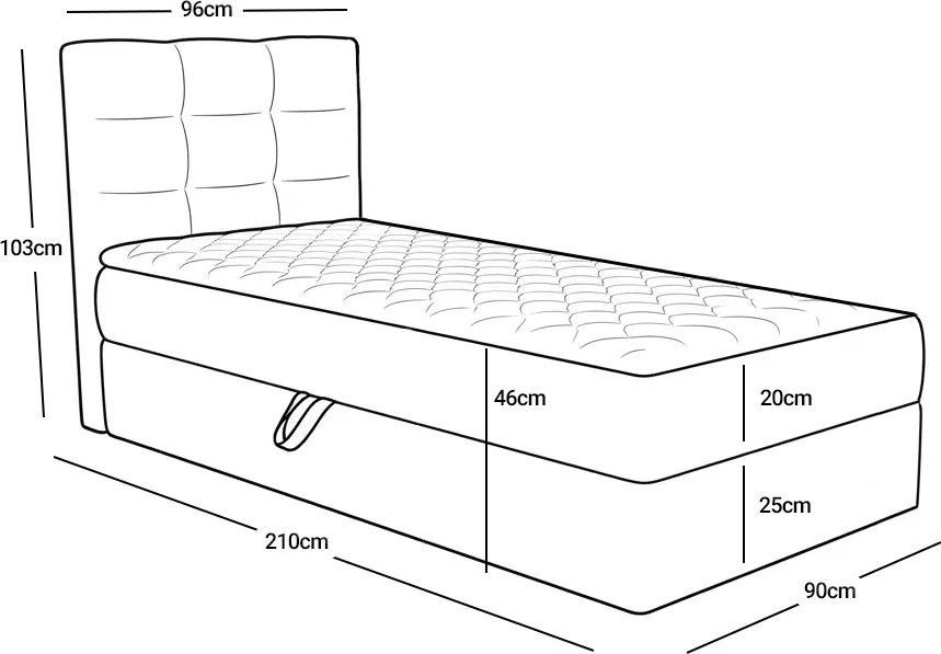 Čalouněná postel boxspring DIRELIS VIBE 90x200 cm tmavě šedá Matrace: Matrace Bonell pružinová
