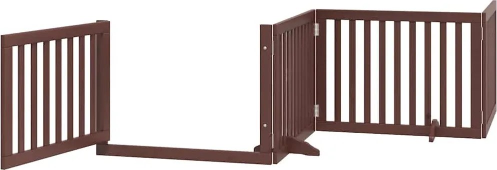 Zábrana pro psy s dvířky skládací 6 panelů hnědá 480 cm topol 3155689