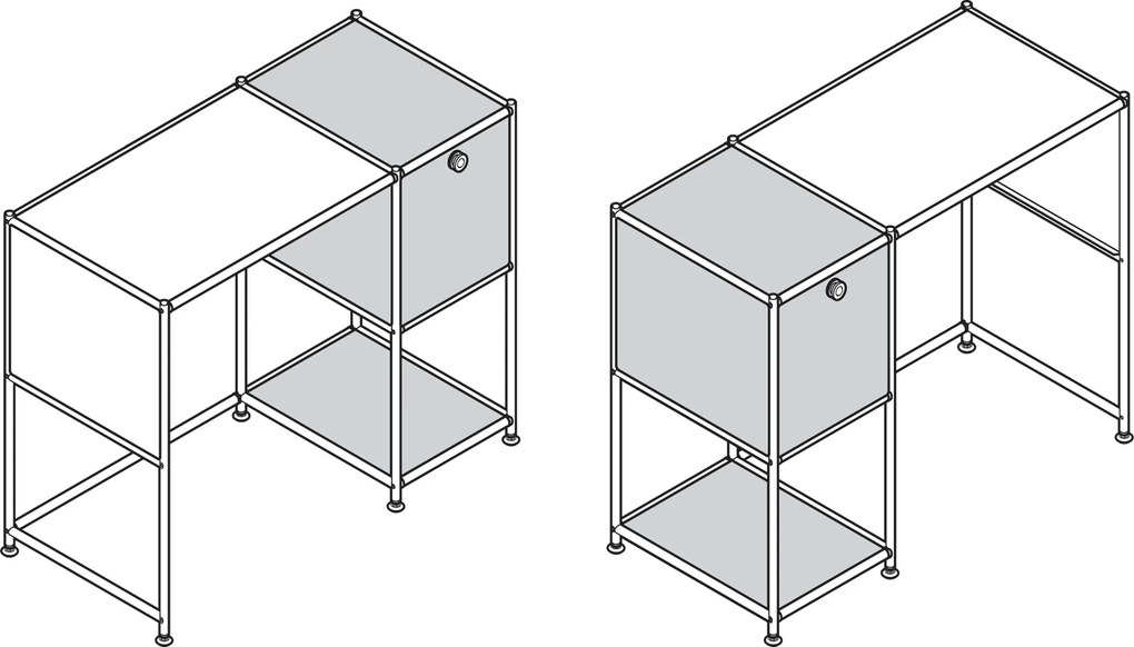 Tchibo - Kovový psací stůl CN3 s výklopnými dvířky - barva: chrom