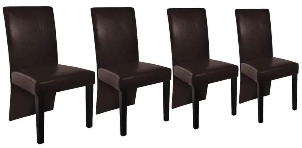 Jídelní židle 4 ks tmavě hnědé umělá kůže,  60598