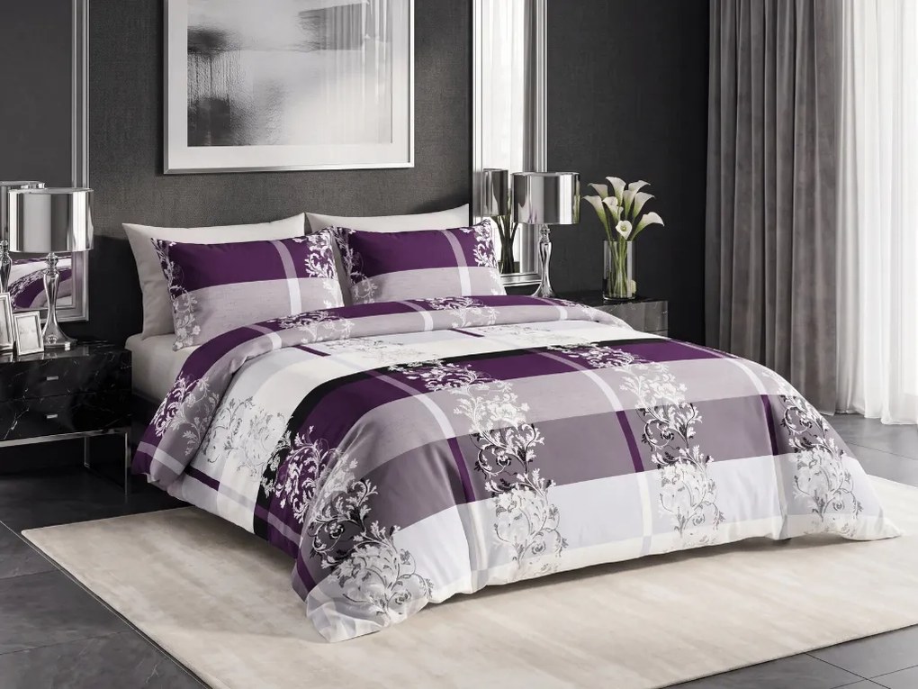 Polybavlněné povlečení LUXURY fialové Rozměr povlečení: 2 ks 70 x 90 cm | 200 x 220 cm