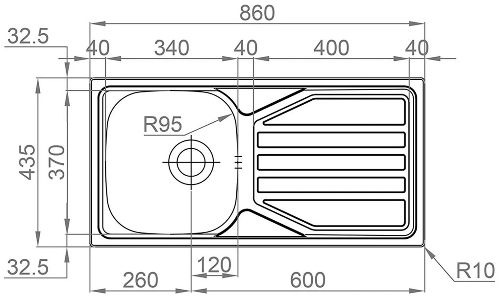 Nerezový dřez Sinks OKIO 860 V 0,5mm leštěný