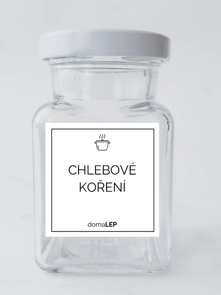 Samolepka na kořenky CHLEBOVÉ KOŘENÍ bílá 5 × 5 cm základní písmo