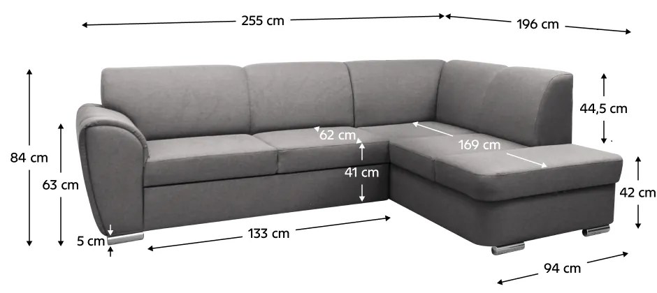 Kondela Sedací souprava, šedá, pravá, KENAI ROH