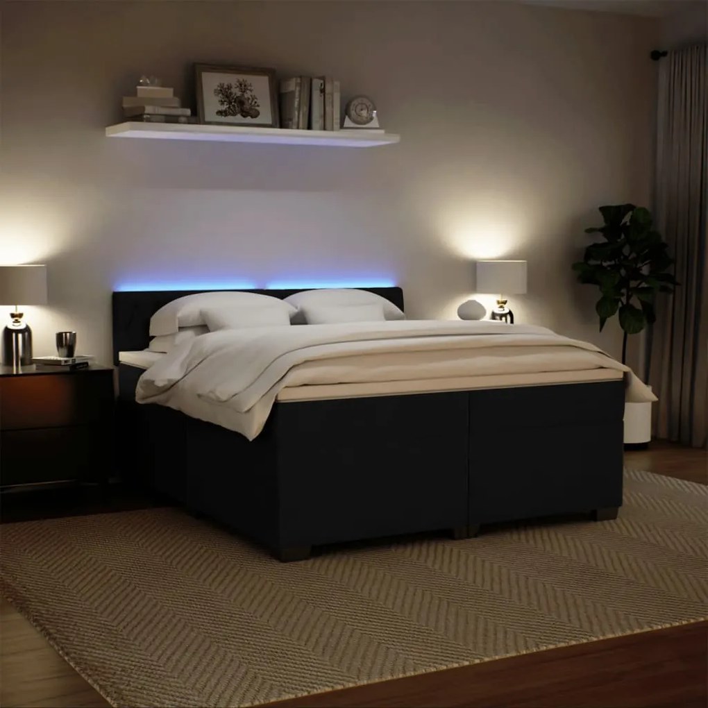 Box spring postel s matrací černá 200x200 cm samet 3288710