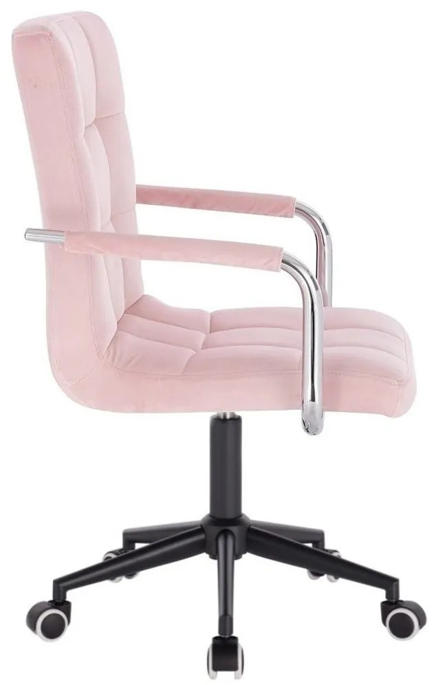 LuxuryForm DESIGN Otočná židle VERONA VELUR na černé podstavě s kolečky - růžová