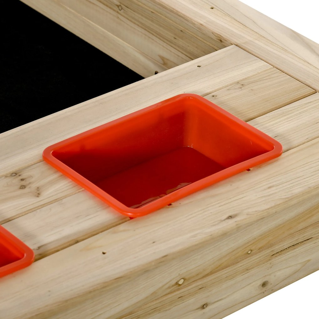 Square Wooden Sandpit Outsunny 1,18L x 1,18W x 1,18H m - Nastavitelná výška, sklon střechy, uzavíratelný - 2 vaničky - Autoklávované jedlové dřevo