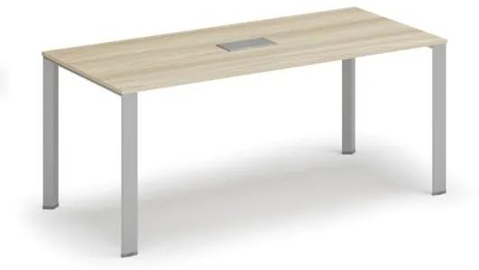 Stůl INFINITY 1800 x 900 x 750, dub přírodní + stolní zásuvka TYP III, stříbrná