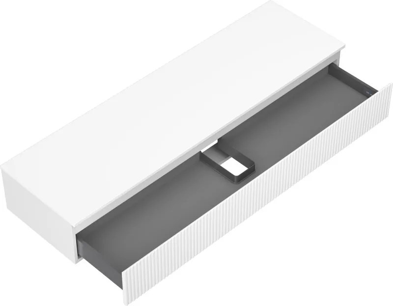 Mexen Rivel skříňka pod umyvadlo 160 cm s deskou, 1 šuplík, drážkovaná, bílá matná - 91A20-16023-1-BFC01