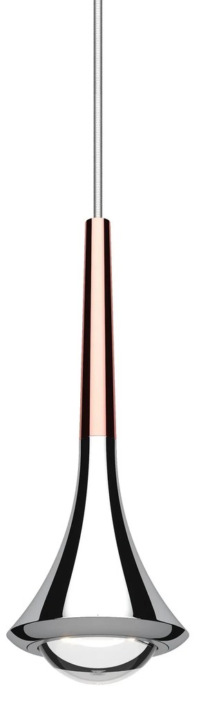 Lodes 15611 5527 Rain, závěsné svítidlo ve tvaru kapky chrom/červenozlatá, 1x7W LED 2700K stmívatelné, výška 21cm