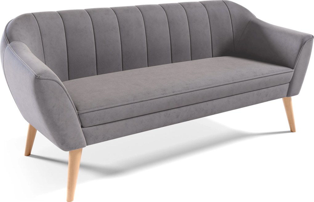 Eka Pohovka trojmístná VOJO, 183 cm Látka Velutto: Béžová (Velutto 02), Výběr nohou: Přírodní