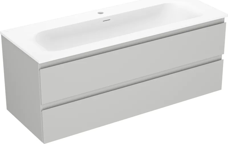 Mexen Orio, koupelnová skříňka 120 cm s umyvadlem Vela, 2 zásuvky, šedá matná/bílá matná, 91A10-12047-2-BFF62-W23M01