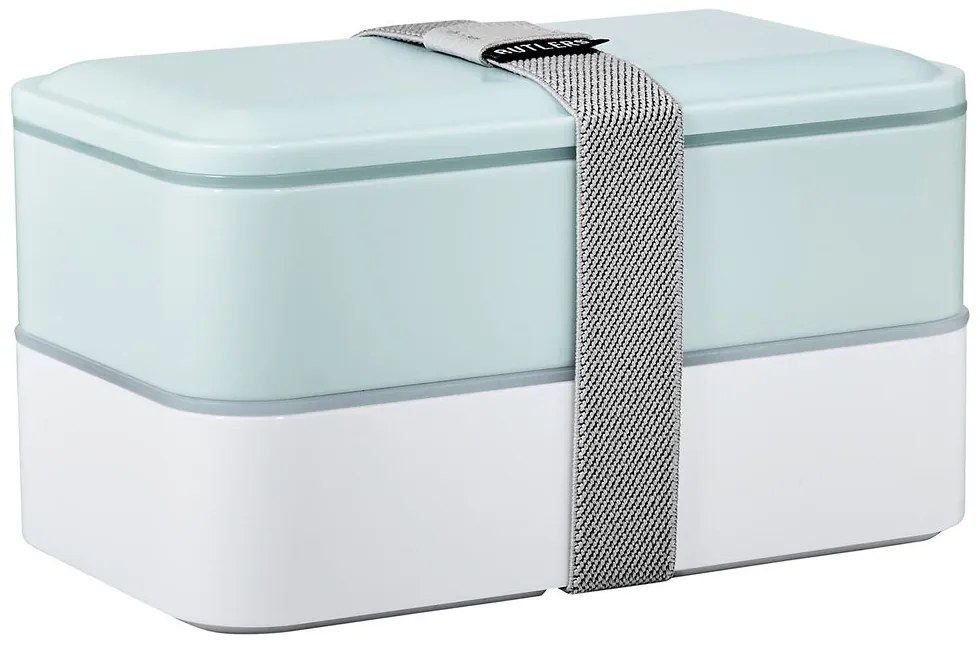 SNACK PACK Svačinový box včetně příboru - sv. modrá/bílá