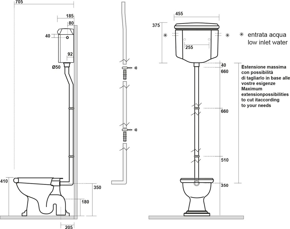 Kerasan Retro WC mísa 38,5 x 42 x 59 cm s nádržkou spodní odpad bronz bílá WCSET17-RETRO-SO