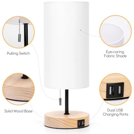 Aigostar - Stolní lampa s USB portem 1xE27/40W/230V černá/krémová