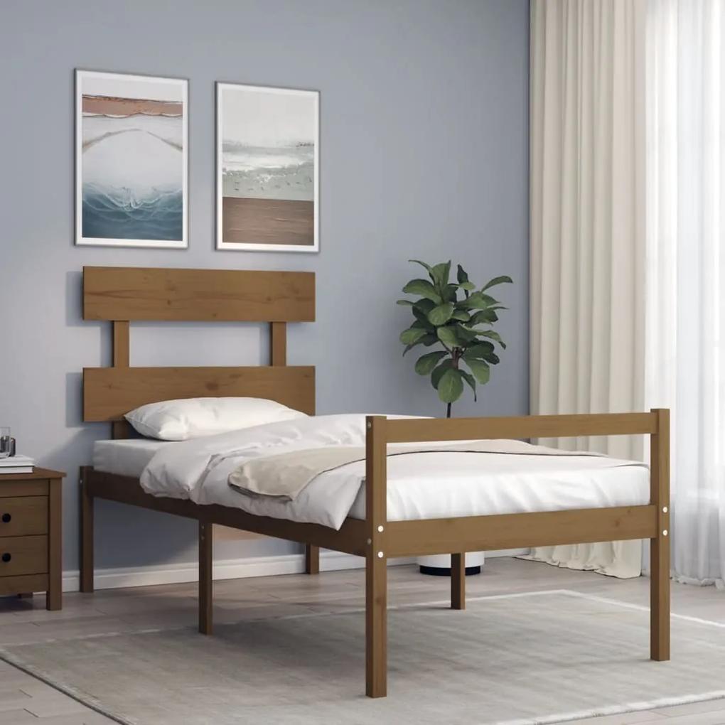 vidaXL Rám postele s čelem Small Single masivní dřevo [3195312] Barva: Přírodní