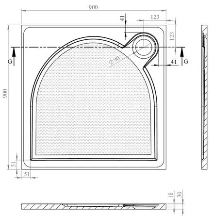 Gelco G5 Larca Sprchová vanička G5, 900x900 mm, litý mramor, bílá PL009