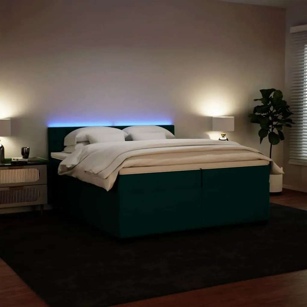 Box spring postel s matrací tmavě zelená 200x200 cm samet 3288717