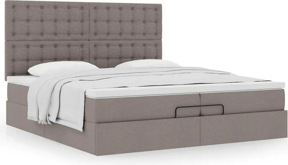 Osmanský rám postele s matracíes taupe 200x200cm textil 3313352