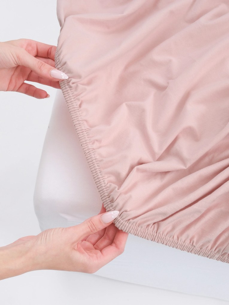 MK Lůžkoviny Jersey prostěradlo s elastanem Deluxe 120 × 200 cm - starorůžové