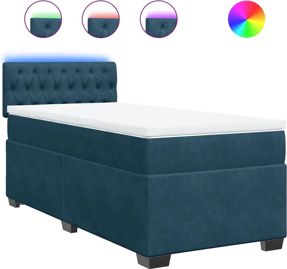 Box spring postel s matrací modrá 80 x 200 cm samet 3288472