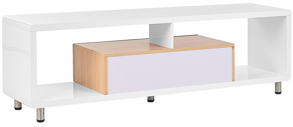 TV stolek bílý/světlé dřevo KNOX Beliani