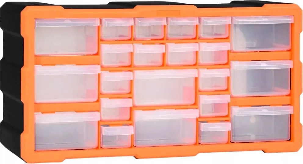 Organizéry s 12 zásuvkami 2 ks 26,5 x 16 x 26 cm oranžová a černá 22 zásu
