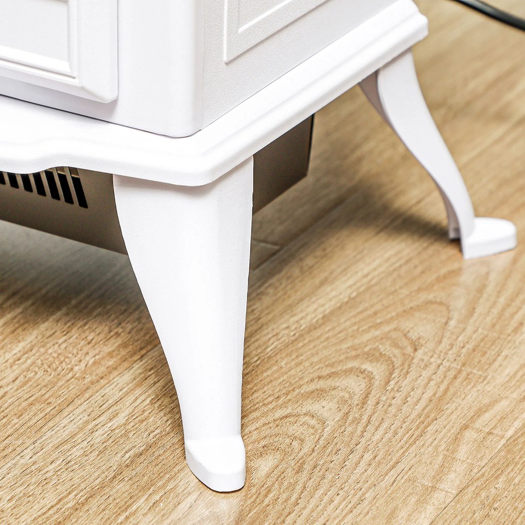 HOMCOM Elektrická krbová kamna s 1000/2000 W, dekorativní elektrický krb s LED efekt plamene, bílá