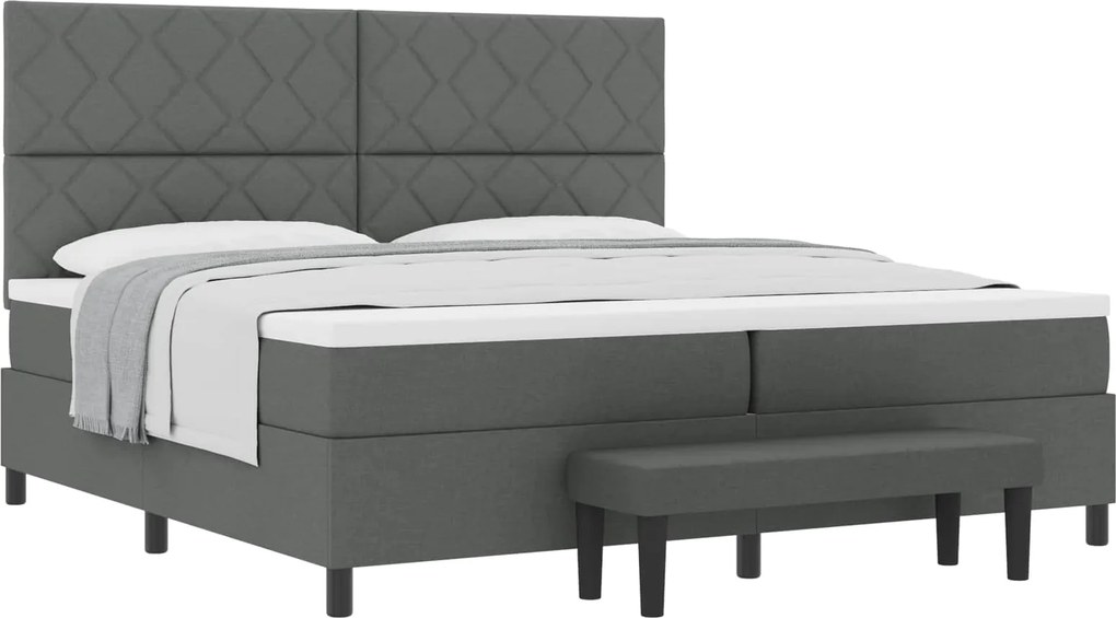Postel s boxspringem s čelo Tmavě šedá 200 x 200 cm textil 3344171