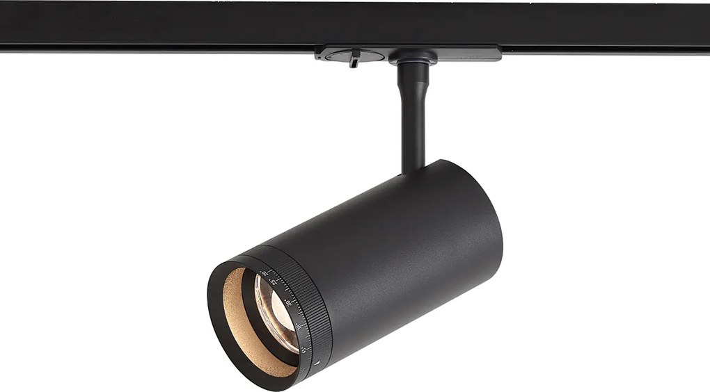 Moderní černé bodové svítidlo pro 1fázový kolejnicový systém vč. LED otočné a naklápěcí - Iconic Zoom
