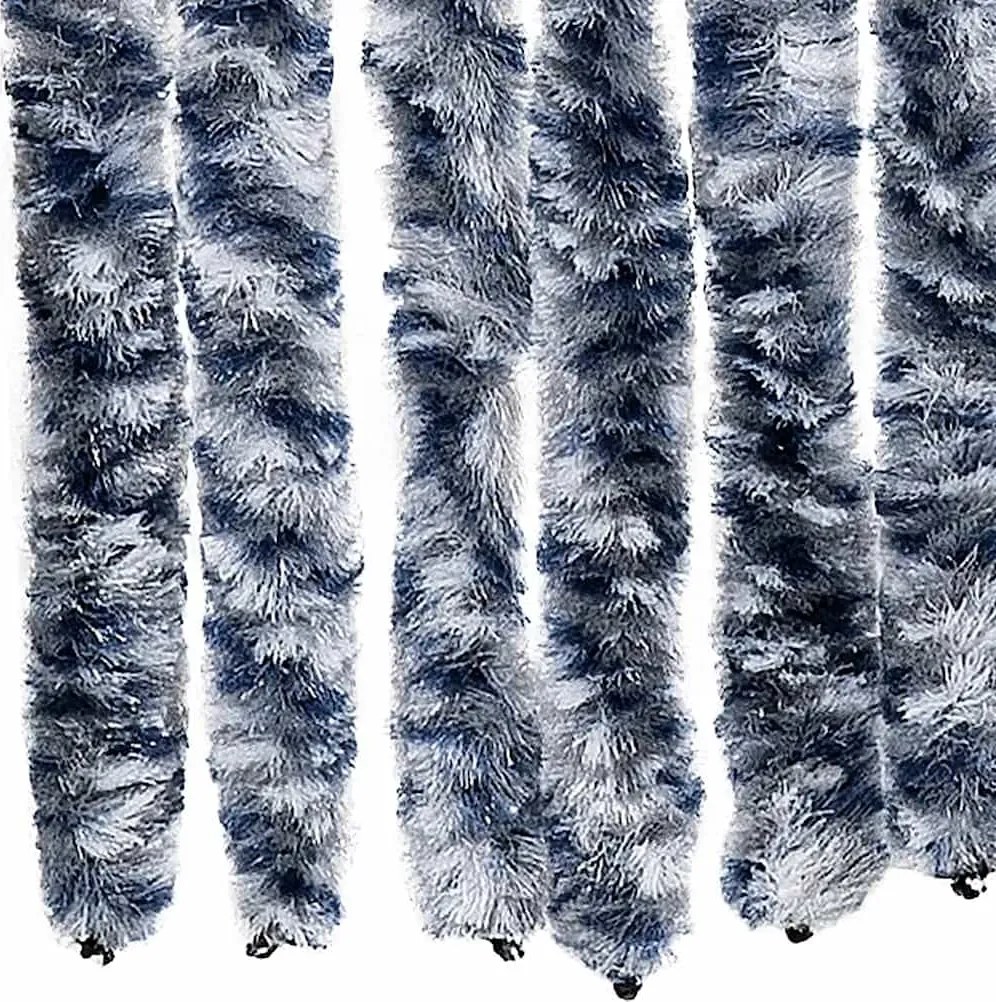 Závěs proti hmyzu modrý, bílý a stříbrný 100 x 220 cm Chenille 284275