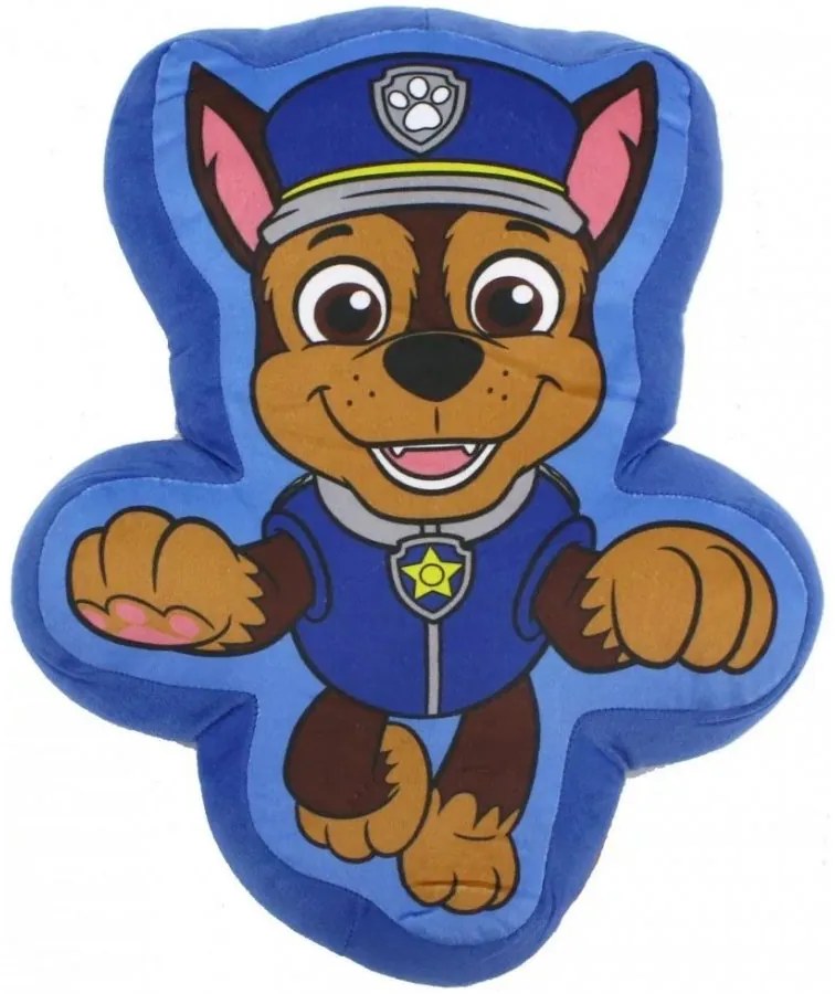 Tvarovaný 3D polštářek Tlapková patrola - Paw Patrol - Chase - 33 x 30 cm