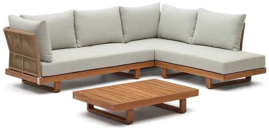 Zahradní lounge set z masivu akácie pro 5 v krémovo-přírodní barvě Raco – Kave Home