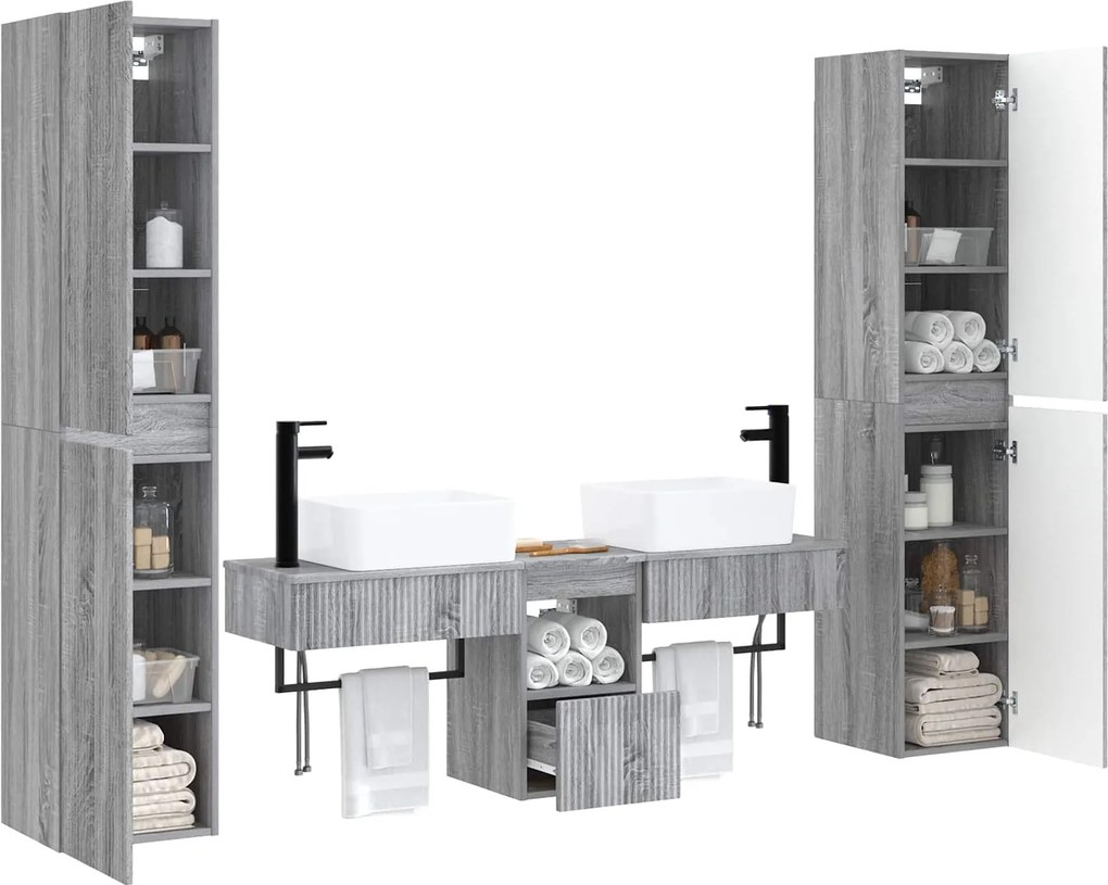 Sada koupelnového nábytku 5 ks Šedý Sonoma 33 x 34,5 x 160 cm 3406019