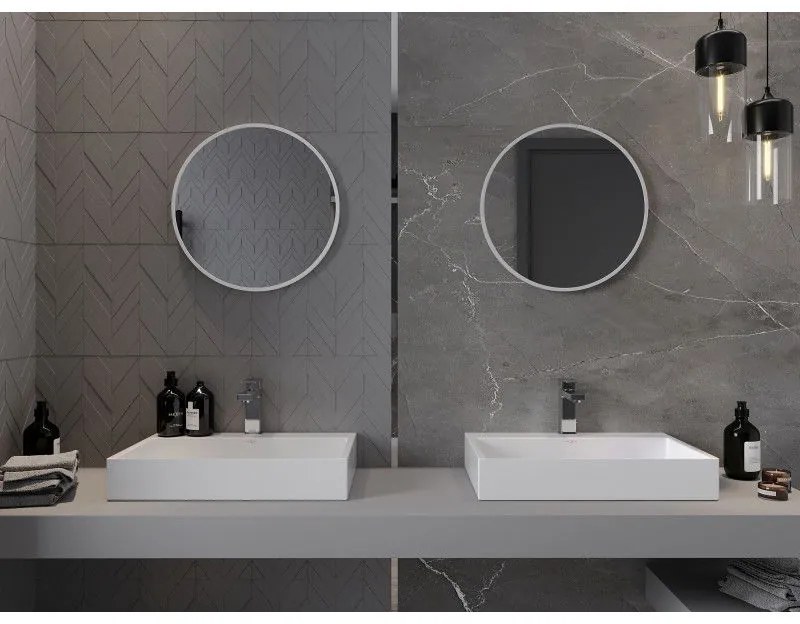Mexen Loft, kulaté koupelnové zrcadlo 40 cm, barva rámu bílá, 9850-040-040-000-20