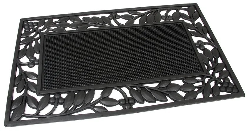 Gumová vstupní venkovní čistící rohož Olives, FLOMAT - délka 45 cm, šířka 75 cm a výška 0,9 cm