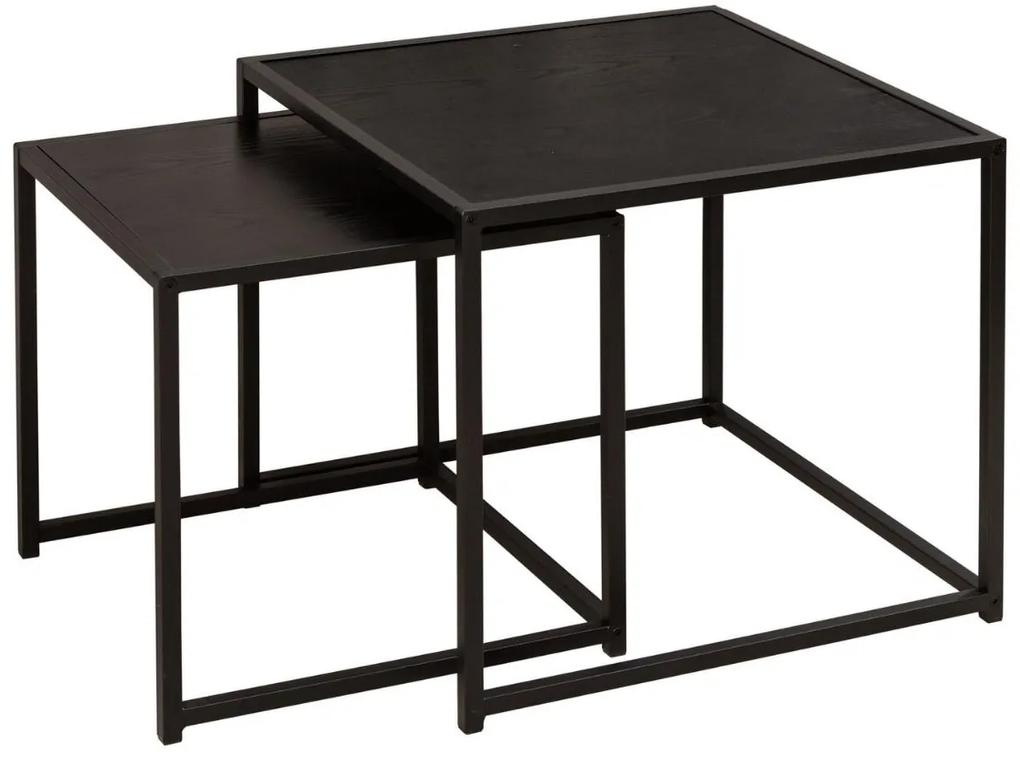OnaDnes -20% Moebel Living Set dvou černých jasanových konferenčních stolků Tobi 40 x 40/50 x 50 cm
