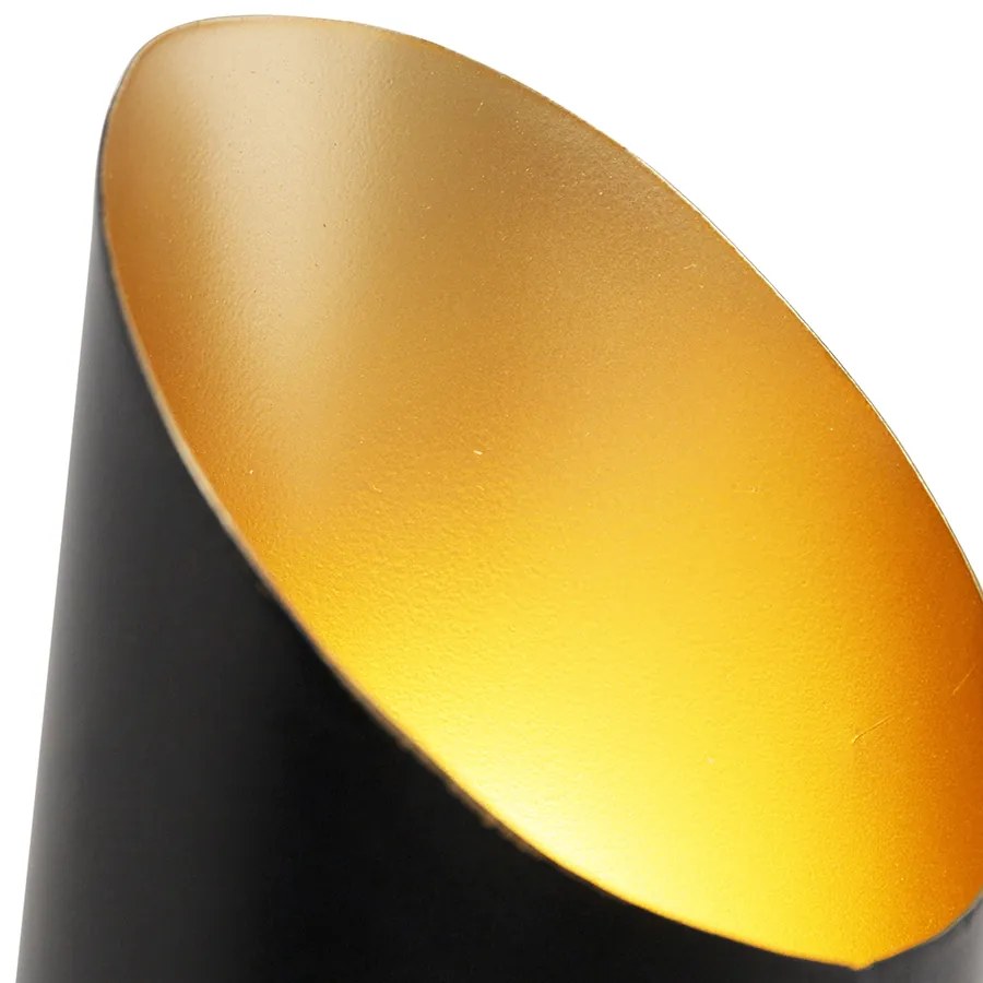 Nástěnná lampa černá se zlatým vnitřkem 2 světla - Whistle