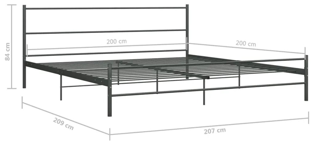 vidaXL Marketos Rám postele šedý kov 200 x 200 cm