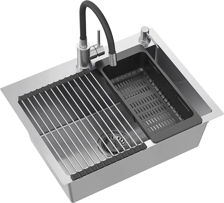 Kuchyňský nerezový dřez QUADRON LUKE 110 s ohebnou baterií a příslušenstvím 58x45x20 cm