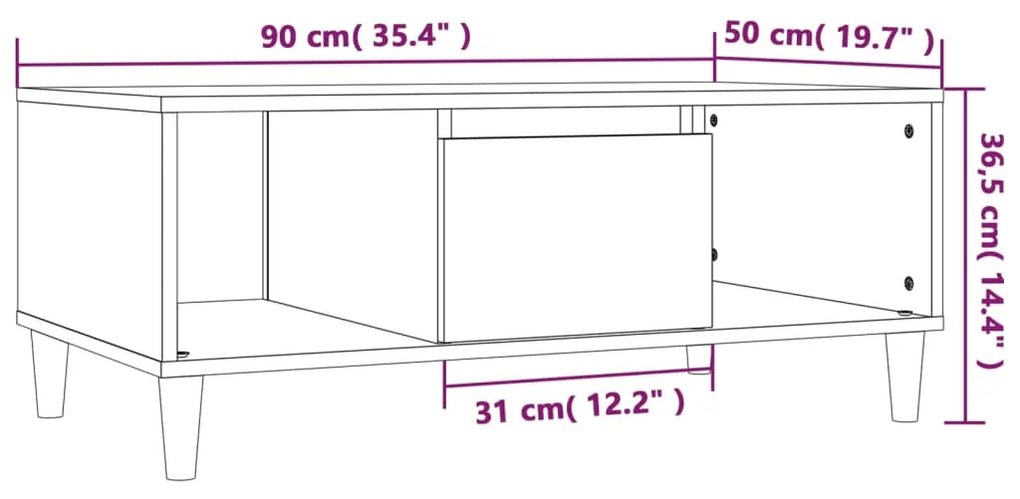 Konferenční stolek bílý s leskem 90x50x36,5 cm kompozitní dřevo - Default Title