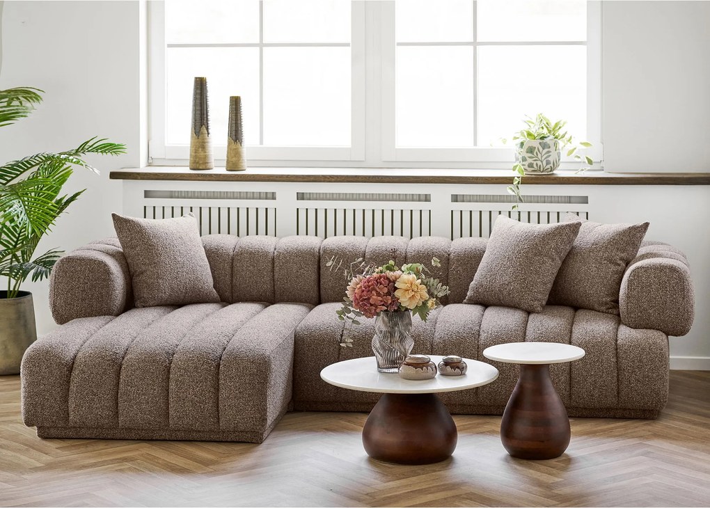 House Nordic Levá rohová pohovka AURORA hnědá 293cm 1301358