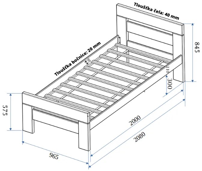 Postel z masivu NEX - buk natur 90 × 200 cm