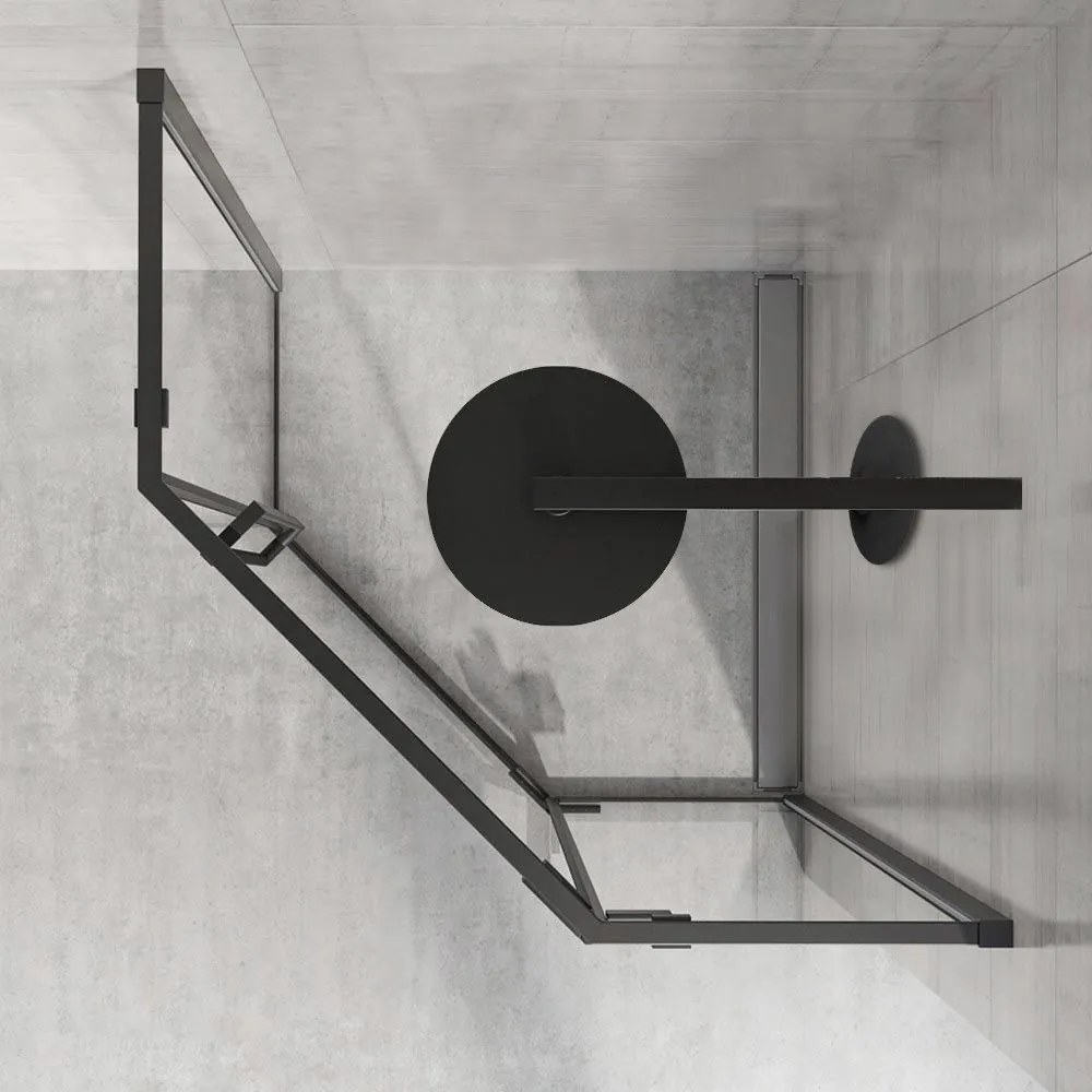 Pětiúhelníkový sprchový kout REA DIAMOND 90x90 cm, černý matný/transparent - bez vaničky